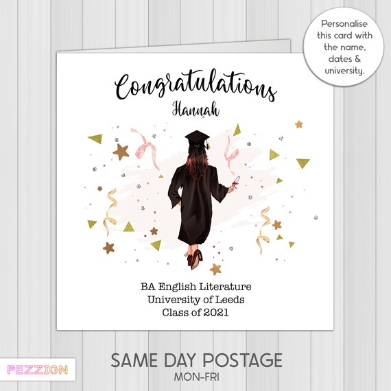 Personalised Graduation Card University Card Congratulations - Etsy