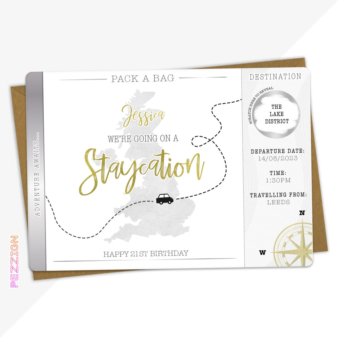 Personalised Weekend Away Staycation Scratch Card Surprise Birthday ...