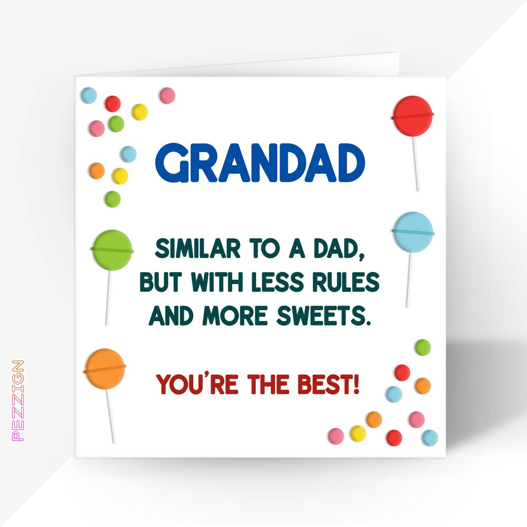 Personalised Funny Father's Day Card for Grandad Less Rules, More ...
