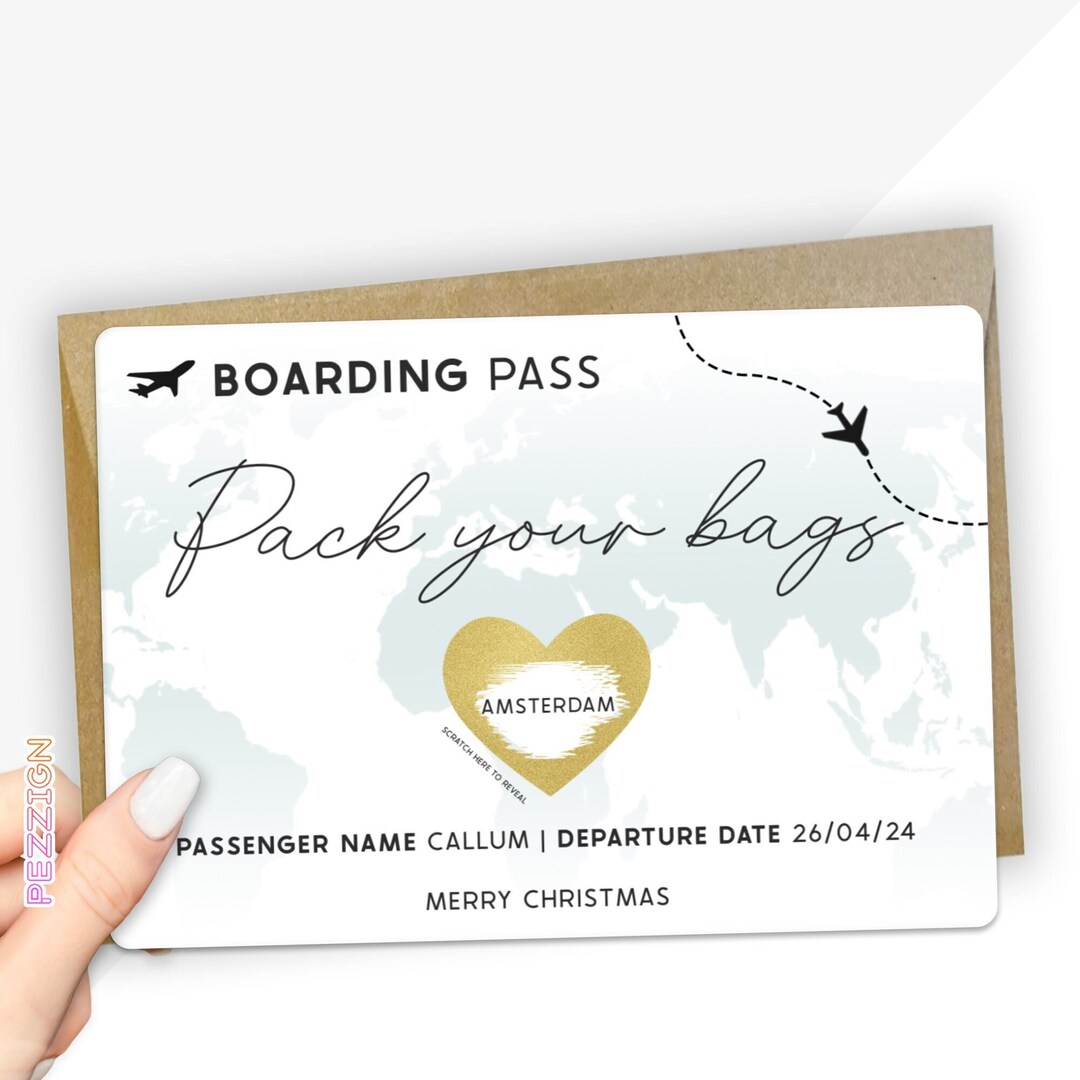 Personalised Boarding Pass Scratch Card - Surprise Holiday & Travel ...