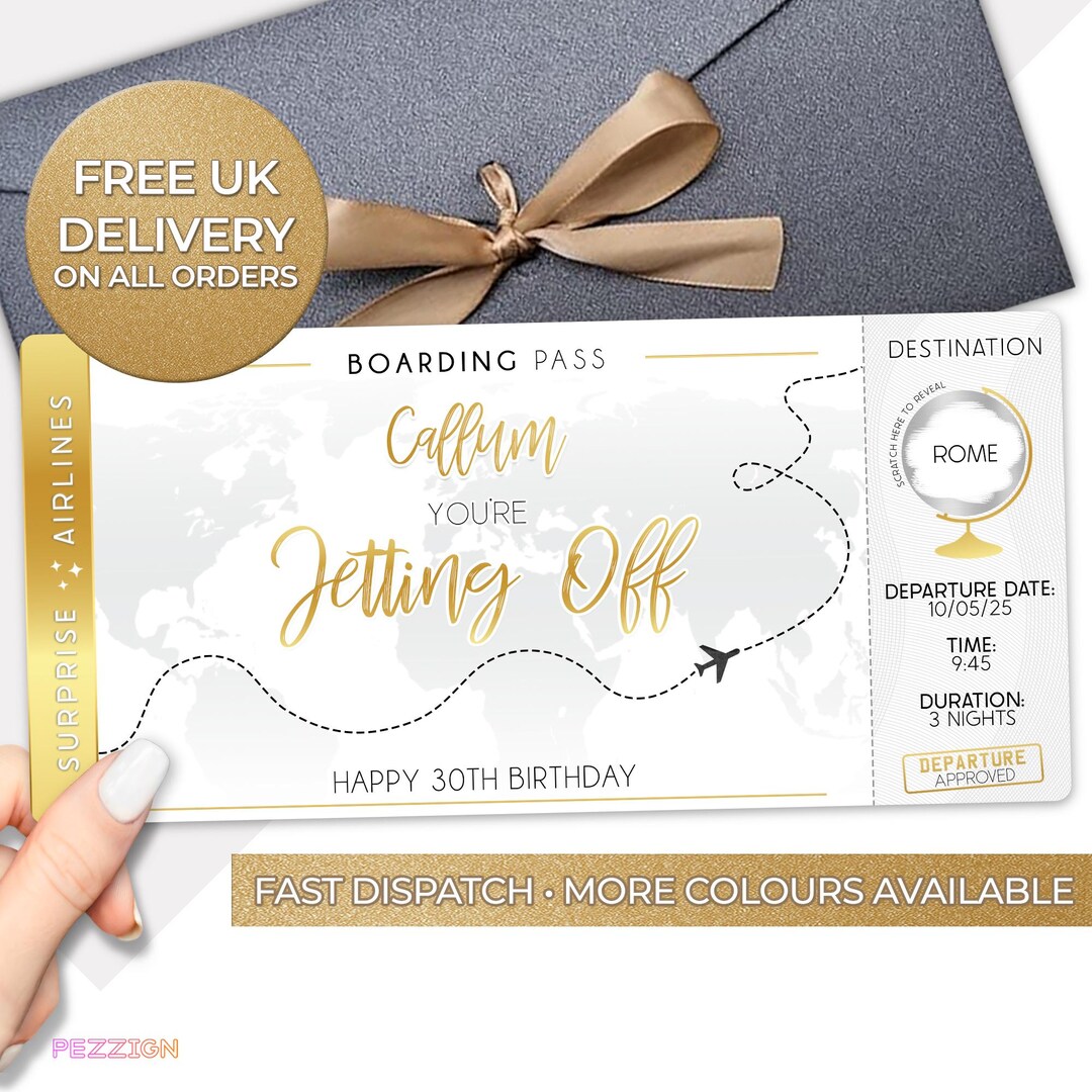Scratch Reveal Boarding Pass – Personalised Holiday Ticket, Surprise ...