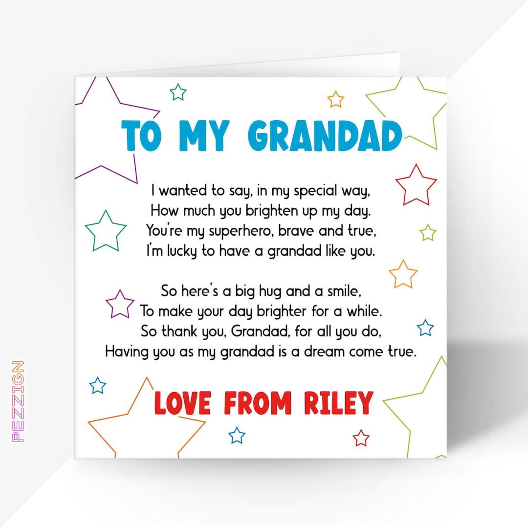 Personalised Grandad Father's Day Card - Celebrate Grandad, or Grandpa ...