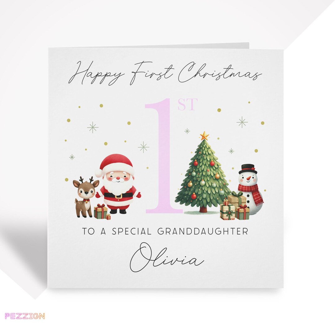 1st Christmas Card for Child - Santa Watercolor Card - Baby's First ...