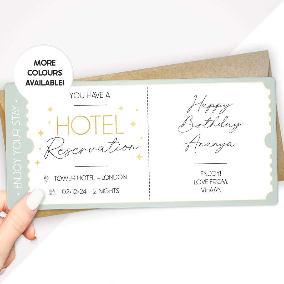 Personalised Surprise Hotel Stay Gift Voucher | Weekend Getaway Ticket ...