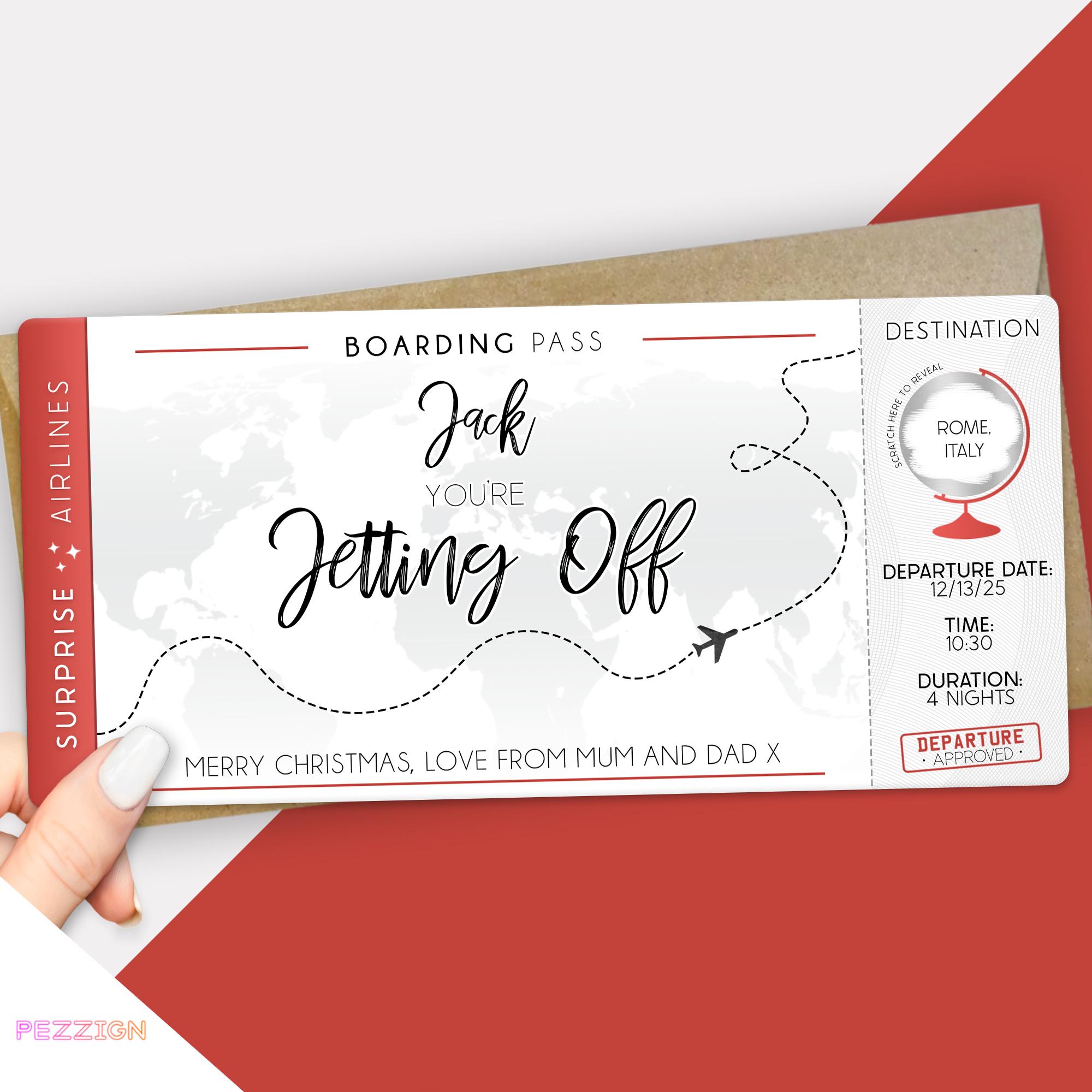 Scratch Reveal Boarding Pass – Personalised Holiday Ticket, Surprise ...