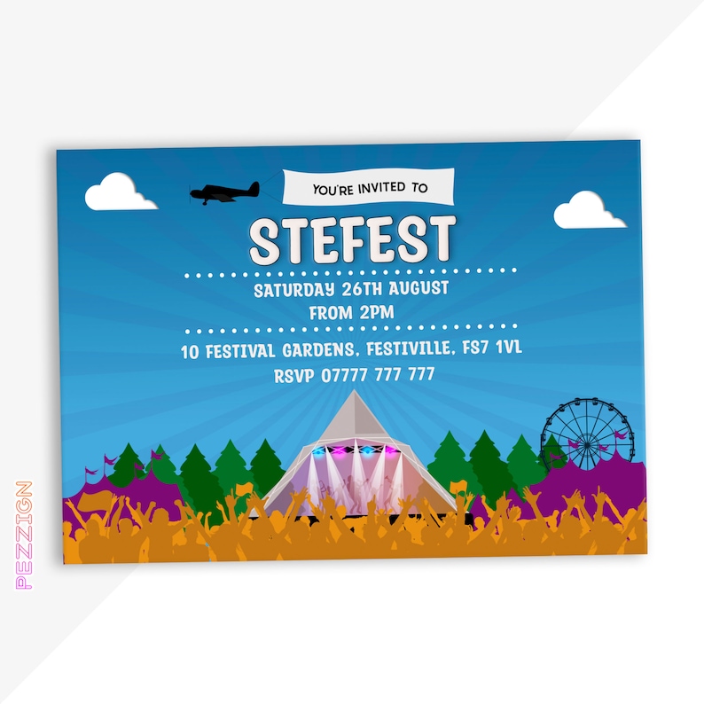 Personalised Music Festival Themed Party Invitations for - Etsy UK