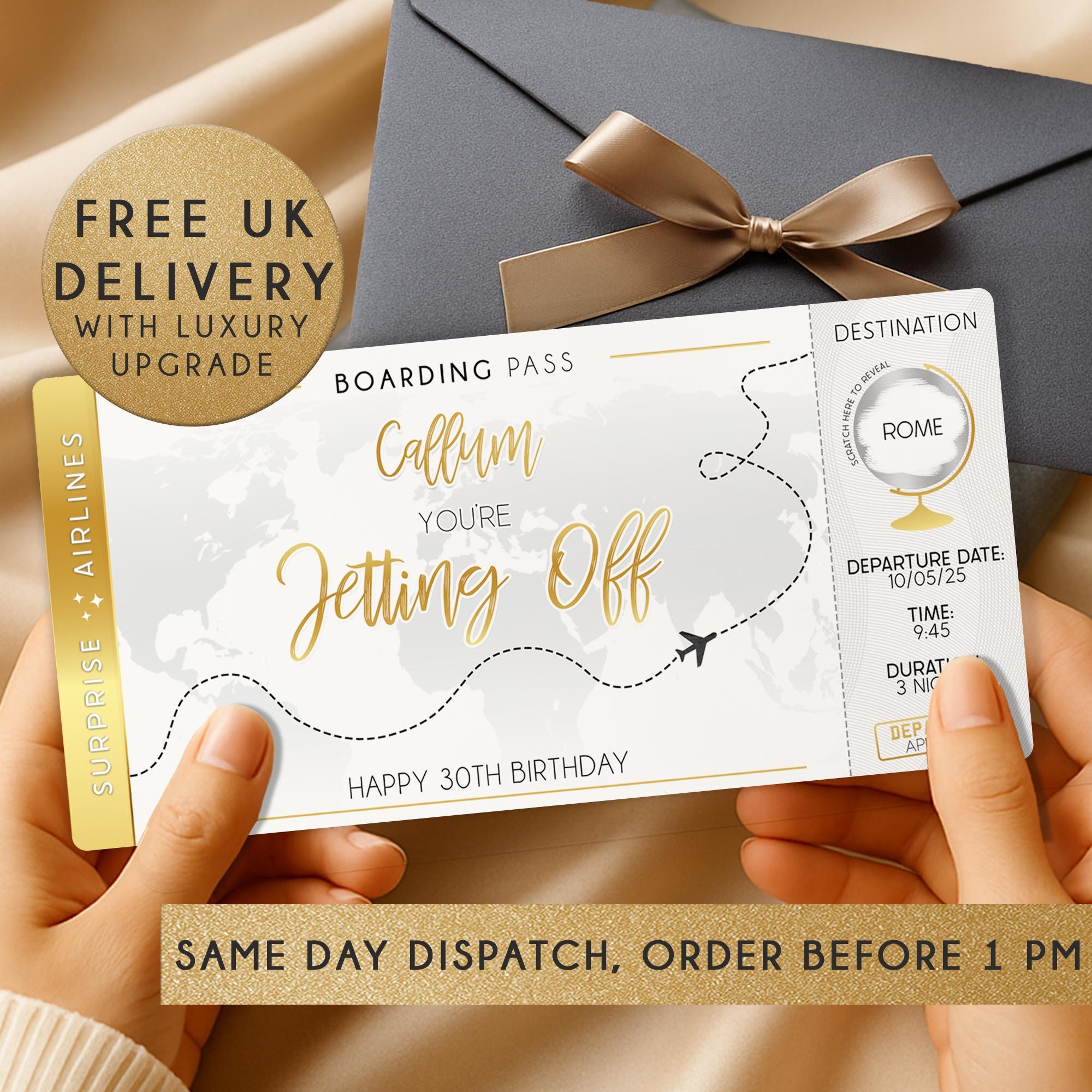 Scratch Reveal Boarding Pass – Personalised Holiday Ticket, Surprise ...