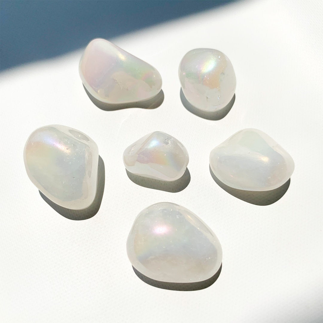 Aura Clear Quartz, Angel Aura Clear Quartz Tumble, Rainbow Aura Quartz ...