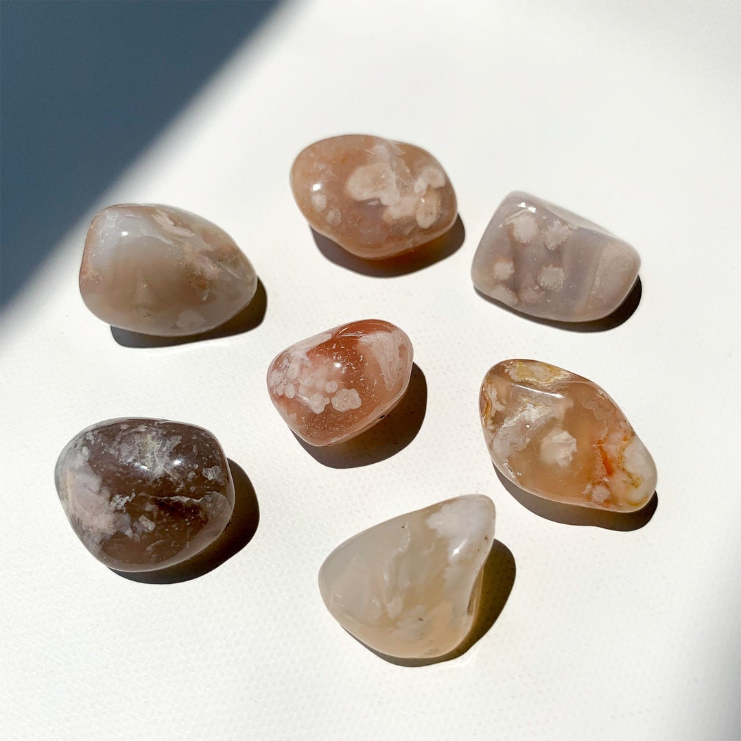 Flower Agate Tumble, Flower Agate Tumbled, Flower Agate Crystal, Sakura ...