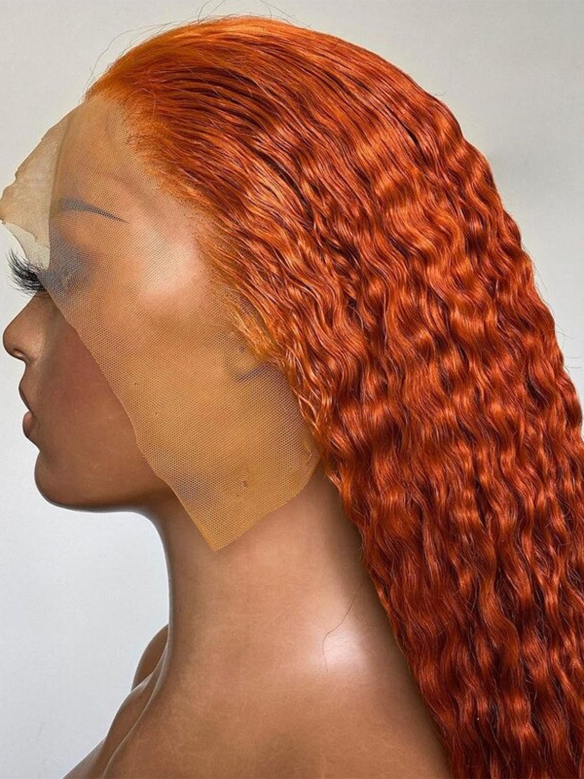 Ginger Orange Lace Frontal Synthetic Hair Wig 26inch Deep Wavy Etsy