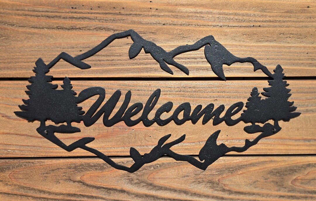 WELCOME SIGN | Reflection | Mountain Scene - Etsy