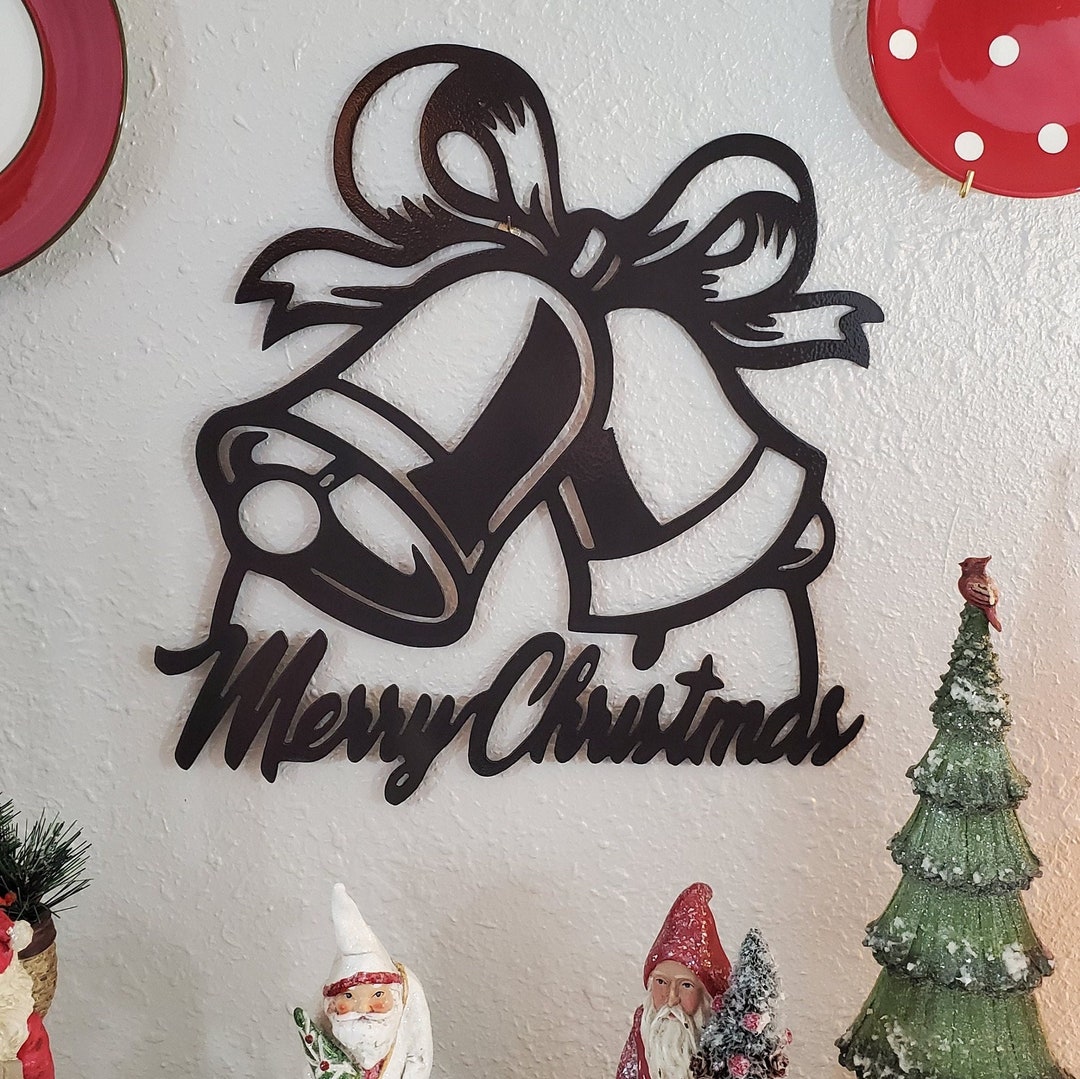 Merry Christmas Bells Metal Christmas Sign Custom Metal Sign Metal Wall ...