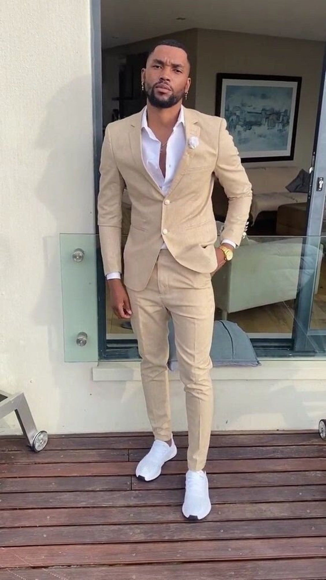 Beige Suit for Men, Beach Wedding Suit, Groomsmen Suit, Prom, Dinner ...