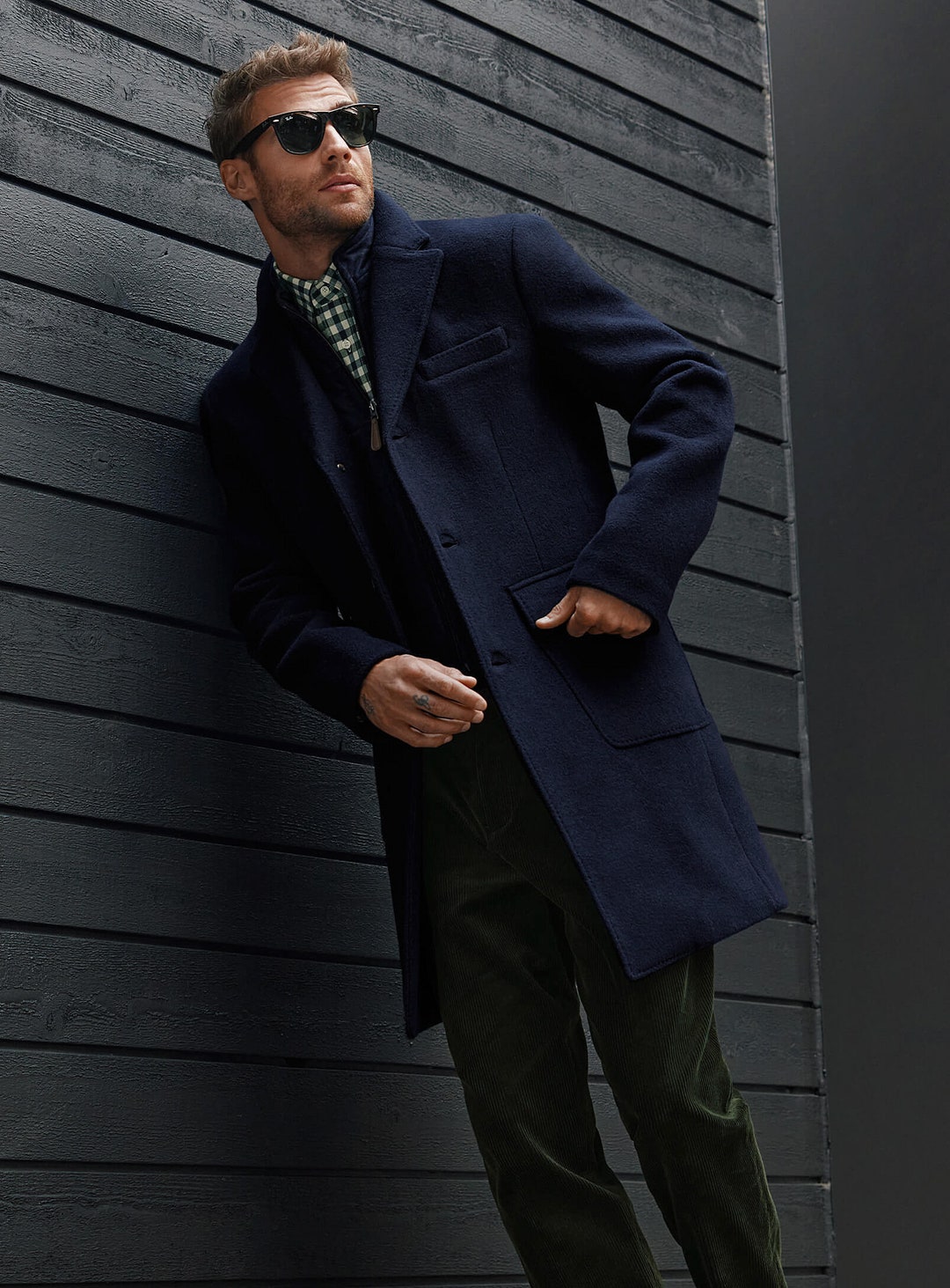 Man Coat-navy Blue Overcoat-winter Coat-woolen Jacket-oversize Coat ...