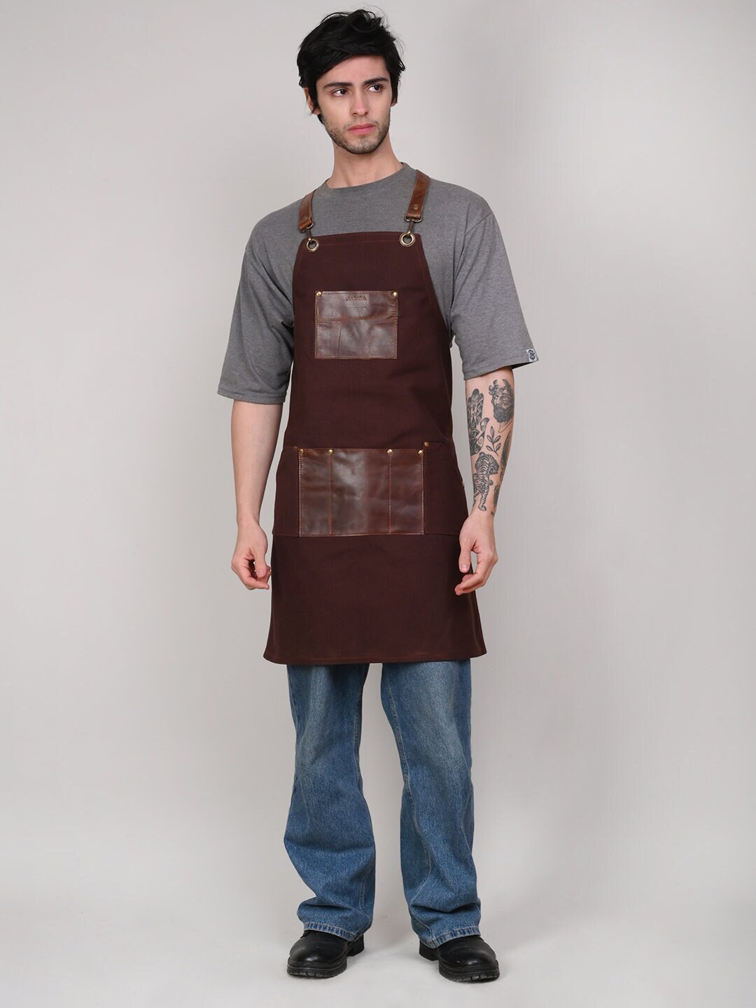 Genuine Canvas Leather Apron for Men Apron for Blacksmith Kitchen Apron ...
