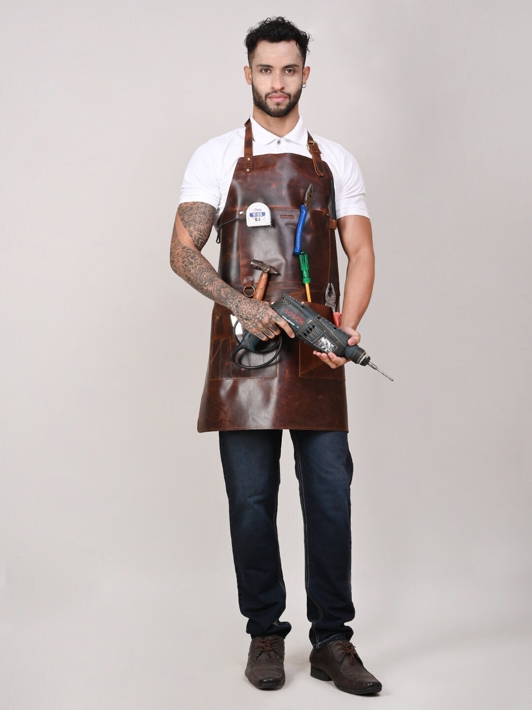 Customized Leather Apron Outdoor Camping BBQ Apron for Grill Kitchen ...
