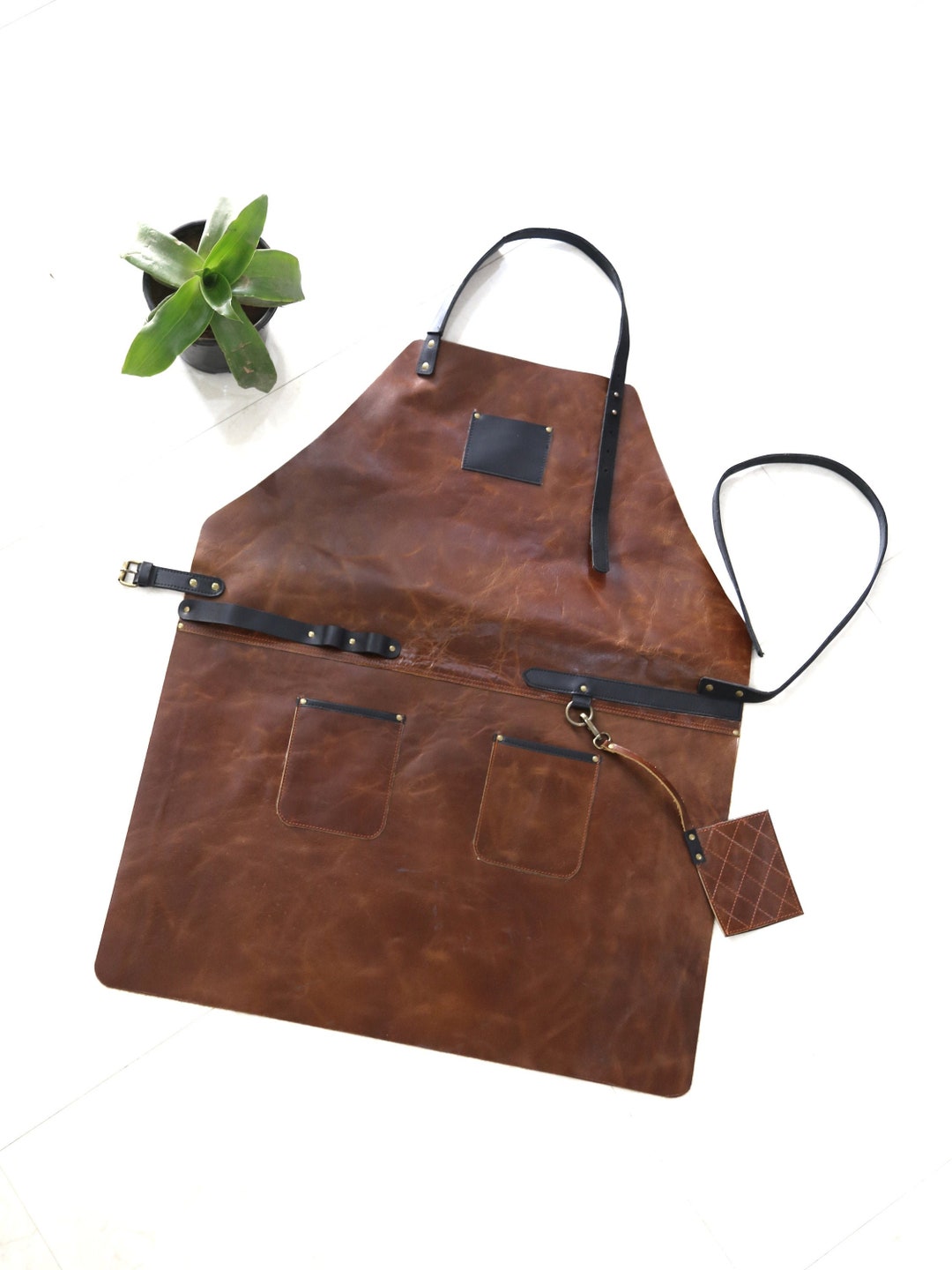 Distressed Single Pocket Leather Apron Brown Full Grain Leather ...