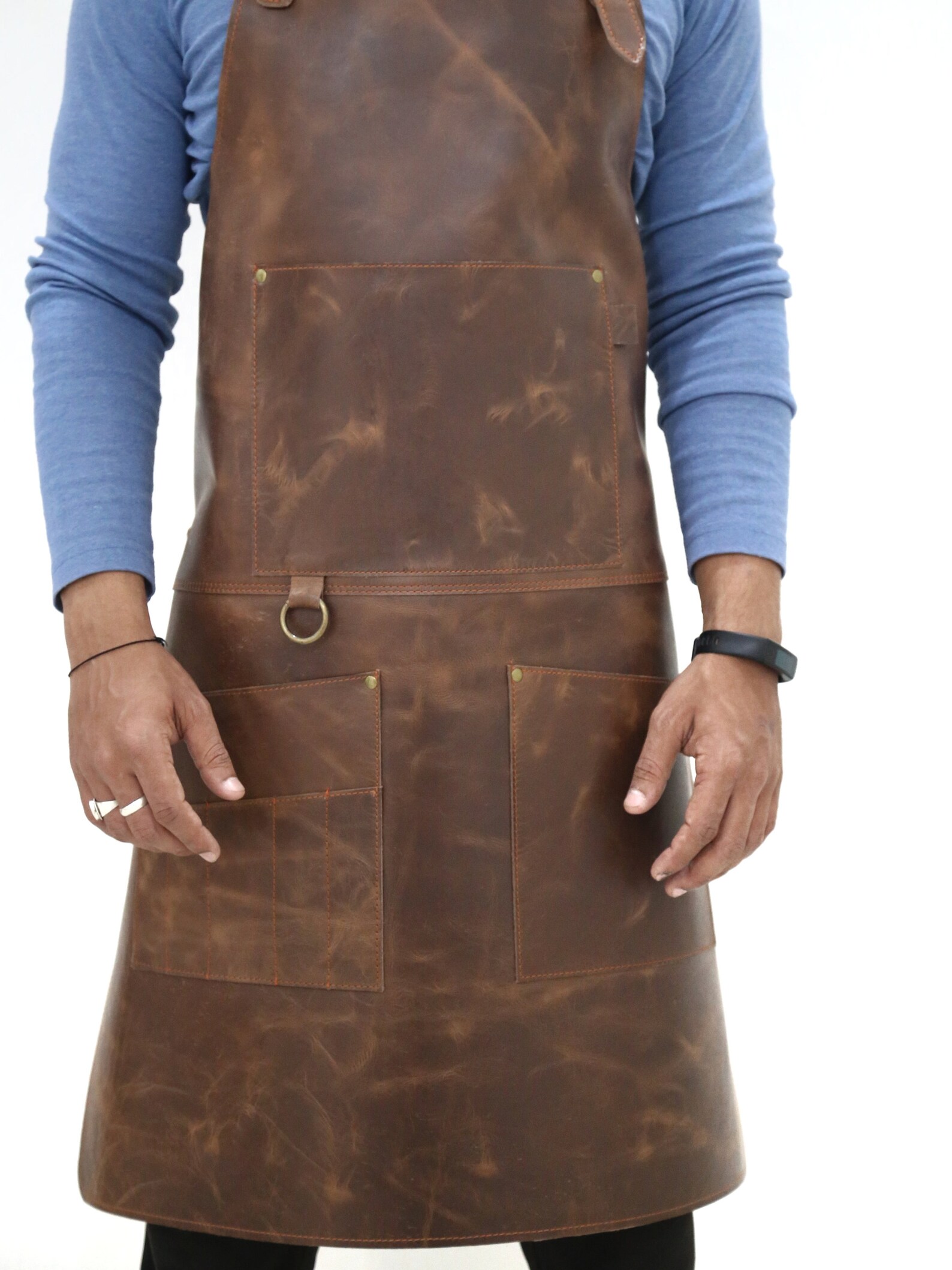 Distressed single Pocket Leather Apron Brown Full Grain | Etsy