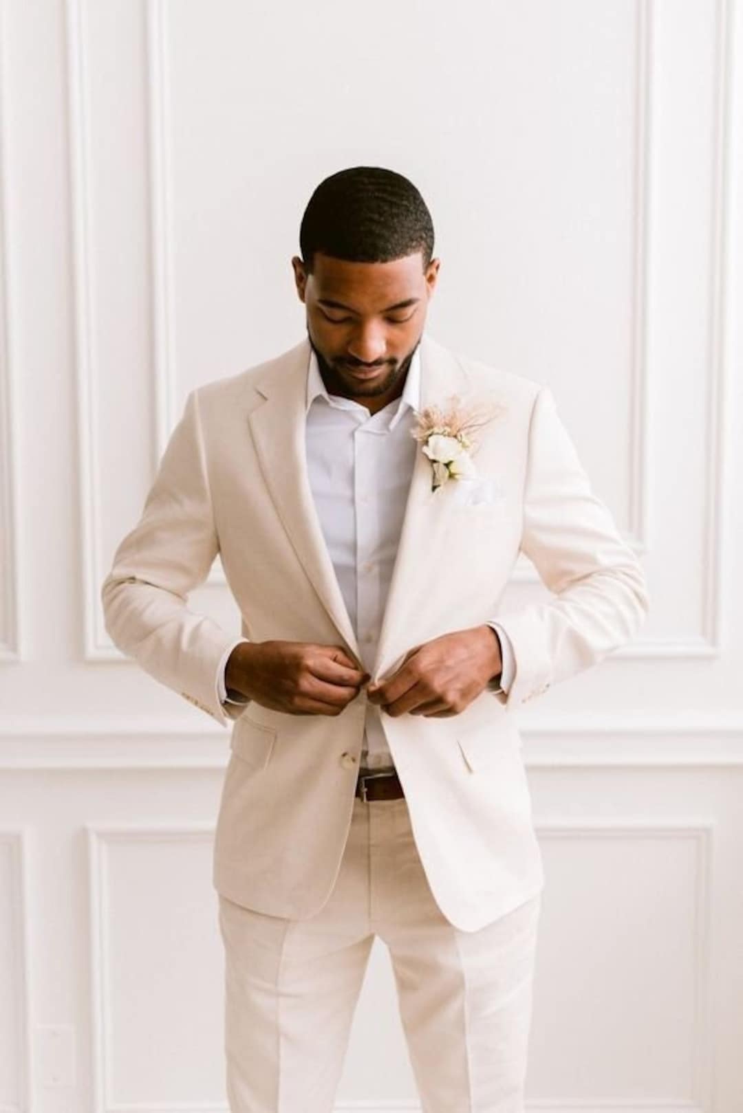 Linen Suit,beige 2 Piece Suit, Wedding Suit for Groom and Groomsmen ...
