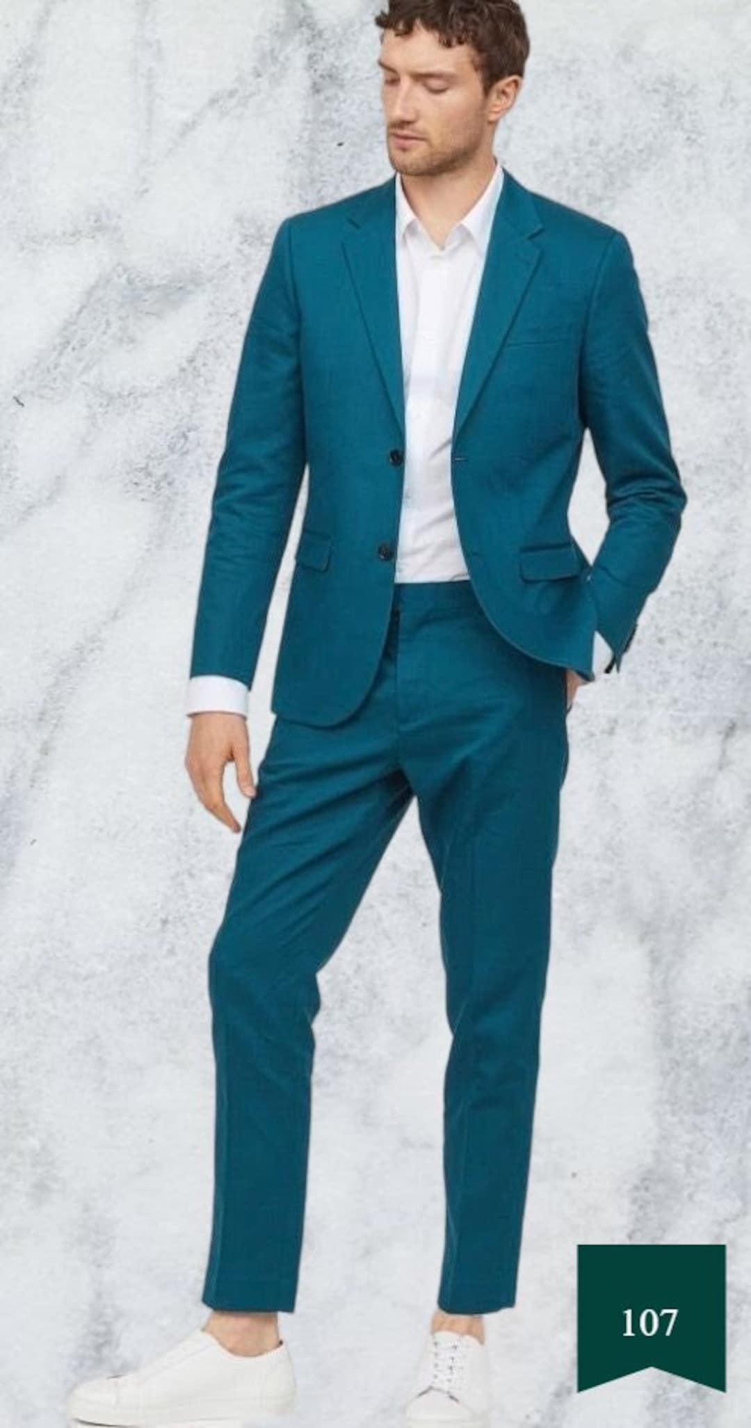 Teal Blue Suit for Men, Elegant 2 Piece Suit for Prom, Office Wear ...