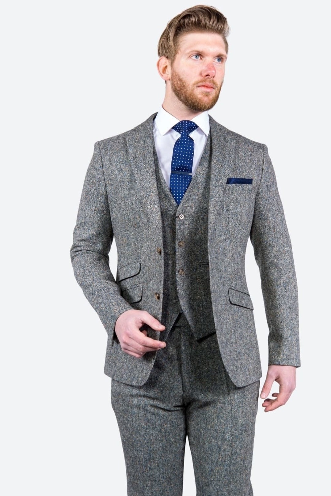 Man Tweed Grey Suit-tweed Wedding Suit-3 Piece Suit-wedding - Etsy