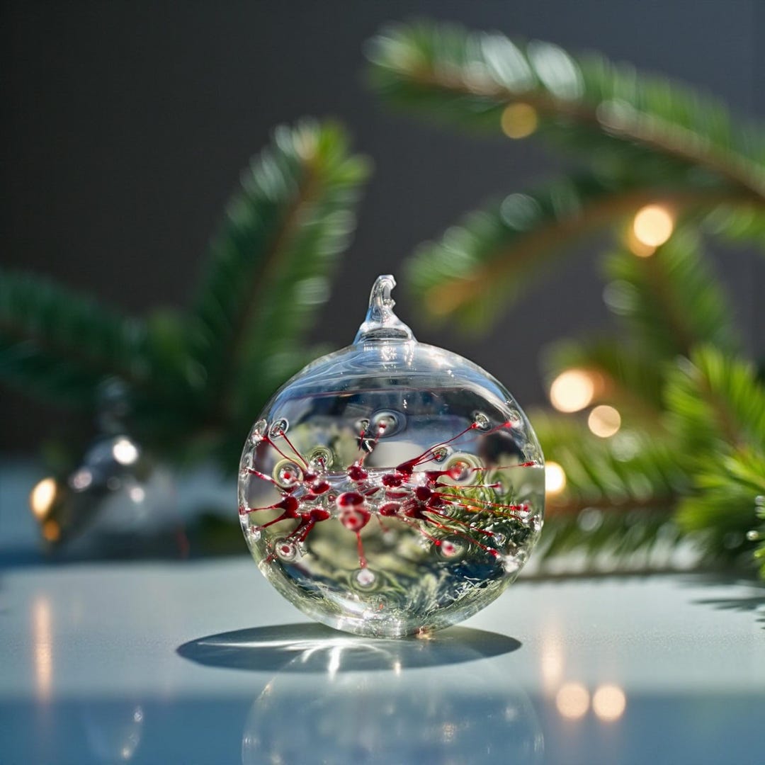 Hand Blown Glass Christmas Ornament: Red Neuron Orb - Etsy