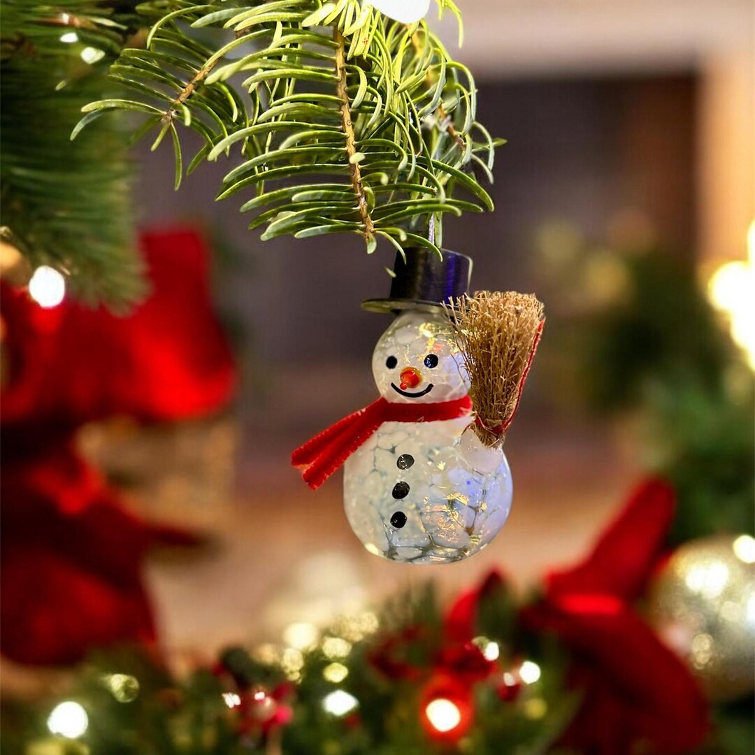 Mr. Snowman Christmas Ornament,one of a Kind,hand Blown Glass Orbs ...