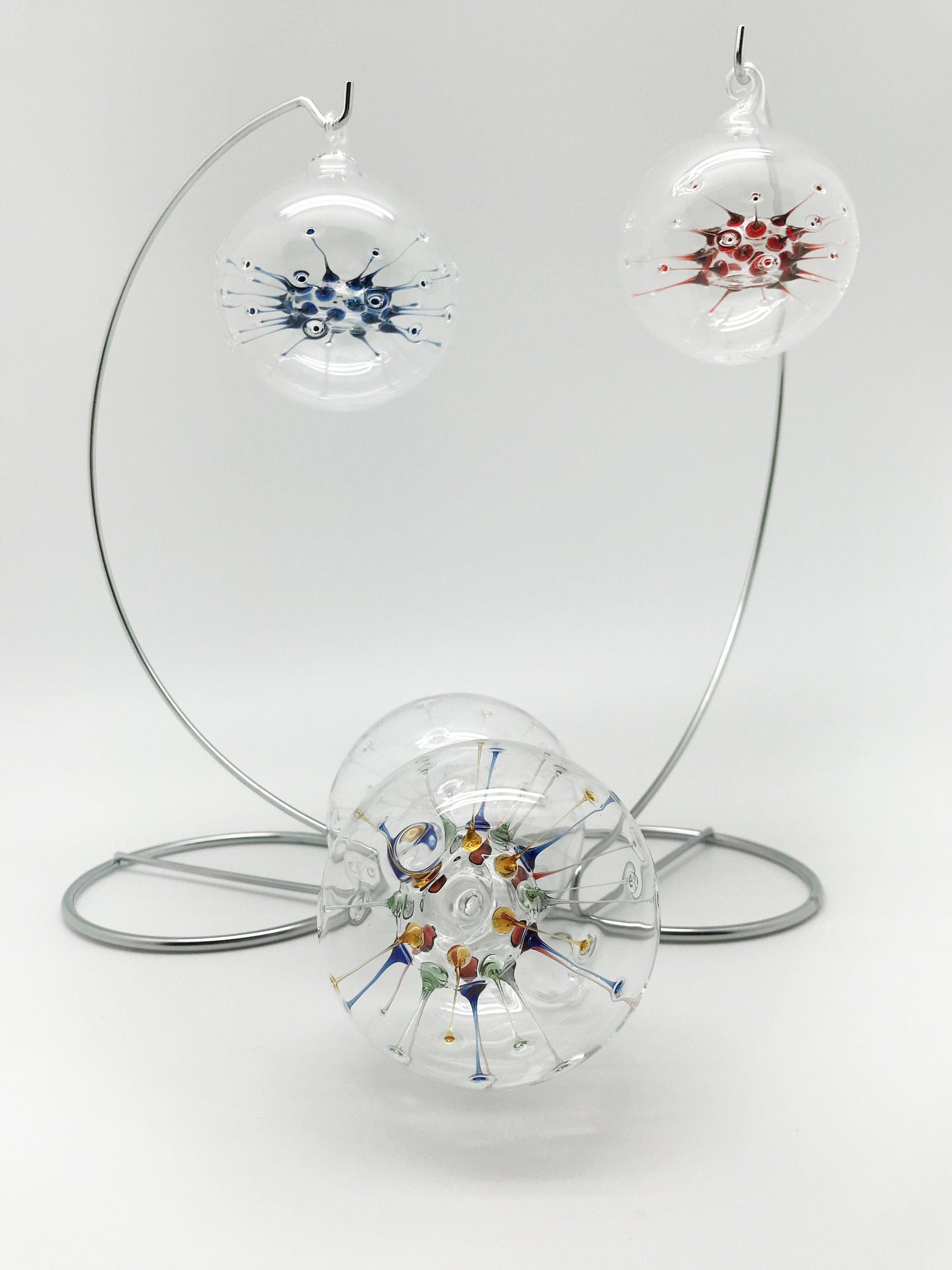 Hand Blown Glass Christmas Ornament: Red Neuron Orb - Etsy