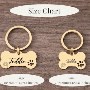 Handcrafted Gold Dog Bone Name Tag,custom Engraved ID Tag for Dogs and ...