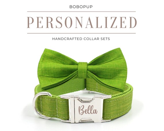 Green Custom Dog Collar and Leash Set Summer Puppy Collar for - Etsy