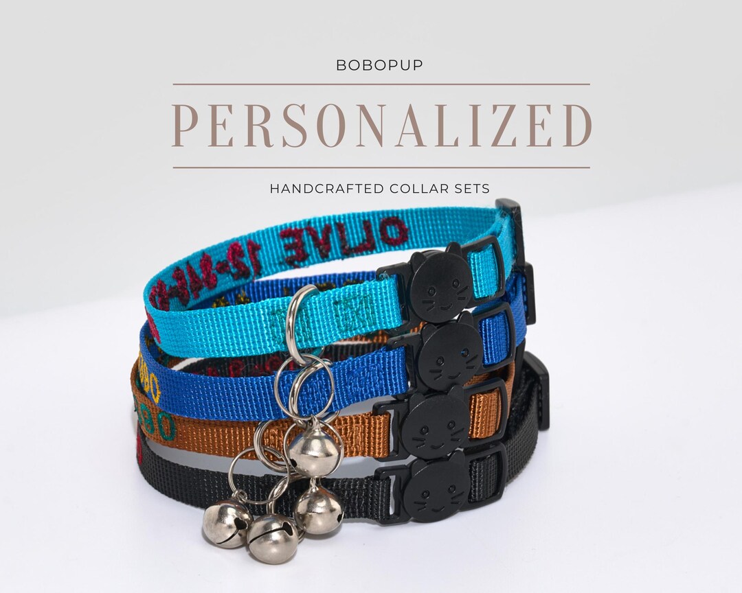 Embroidered Cat Collar With Safety Quick-release Buckle,personalized ...