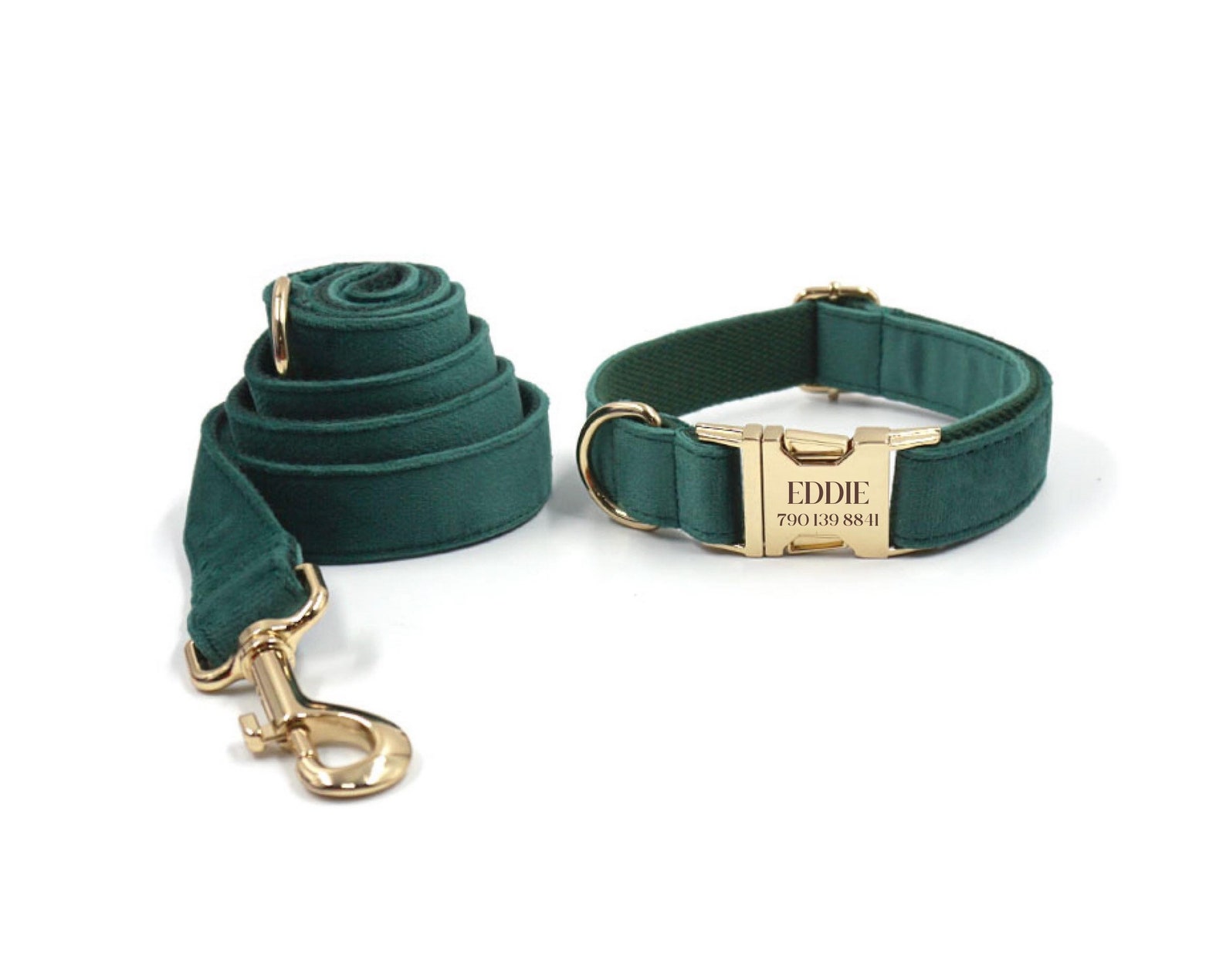 Green Velvet Dog Harness Step in Harness Personalised Gold - Etsy
