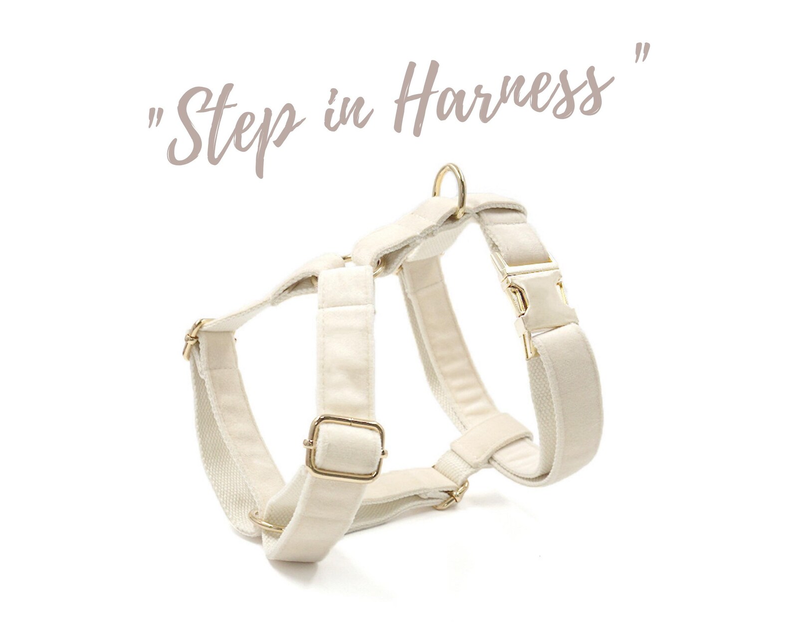 White Velvet Personalised Harness With Gold Hardwarestep in - Etsy
