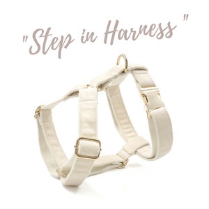 White Velvet Personalised Harness With Gold Hardwarestep in - Etsy