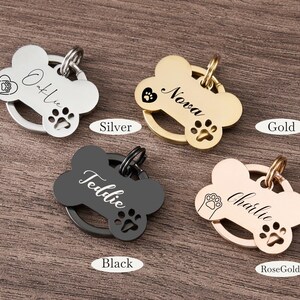 Handcrafted Gold Dog Bone Name Tag,custom Engraved ID Tag for Dogs and ...