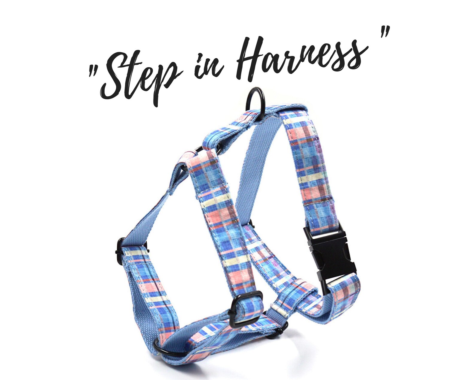 Blue Plaid Personalised Dog Harness Handmade Harness Collar - Etsy
