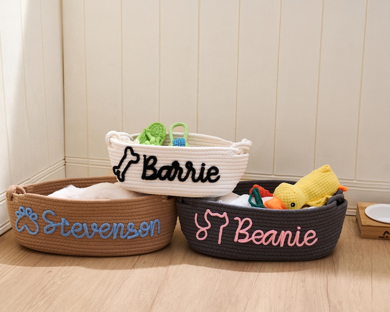 Custom Pet Toy Basket-personalized Cotton Storage for Dog and Cat Toys ...