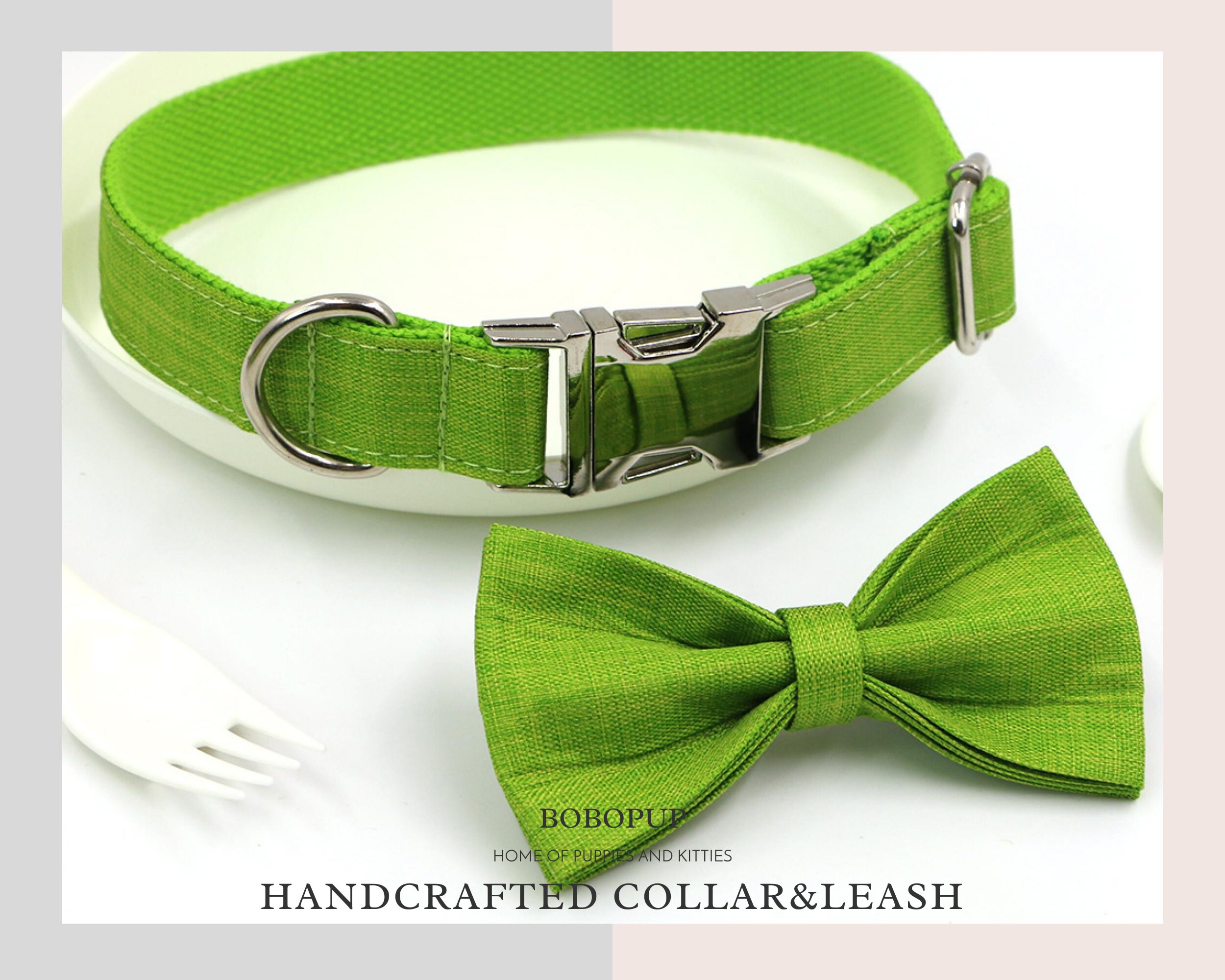 Green Custom Dog Collar and Leash Set Summer Puppy Collar For | Etsy