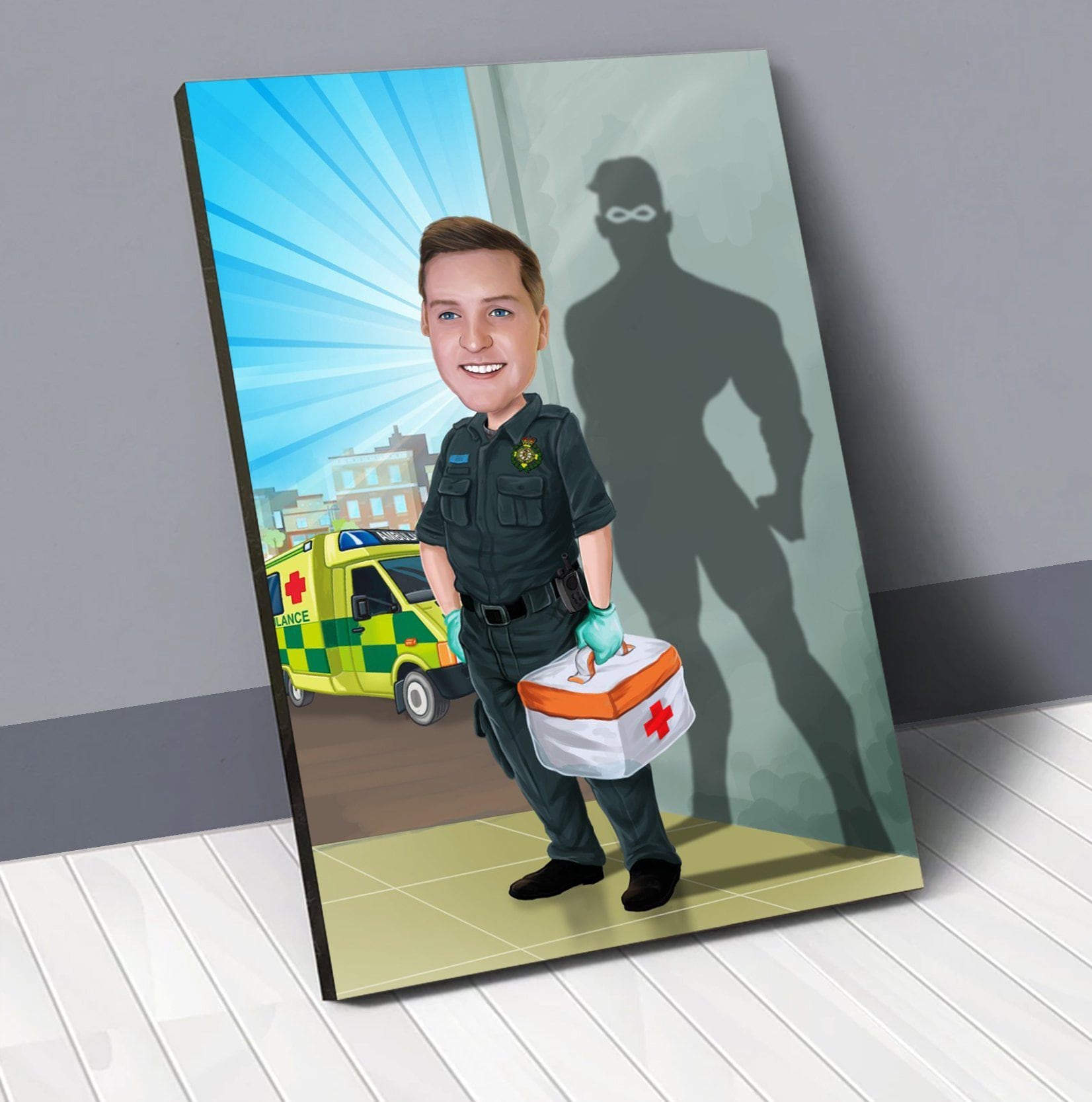 Custom Green Paramedic Superhero Canvas | Etsy