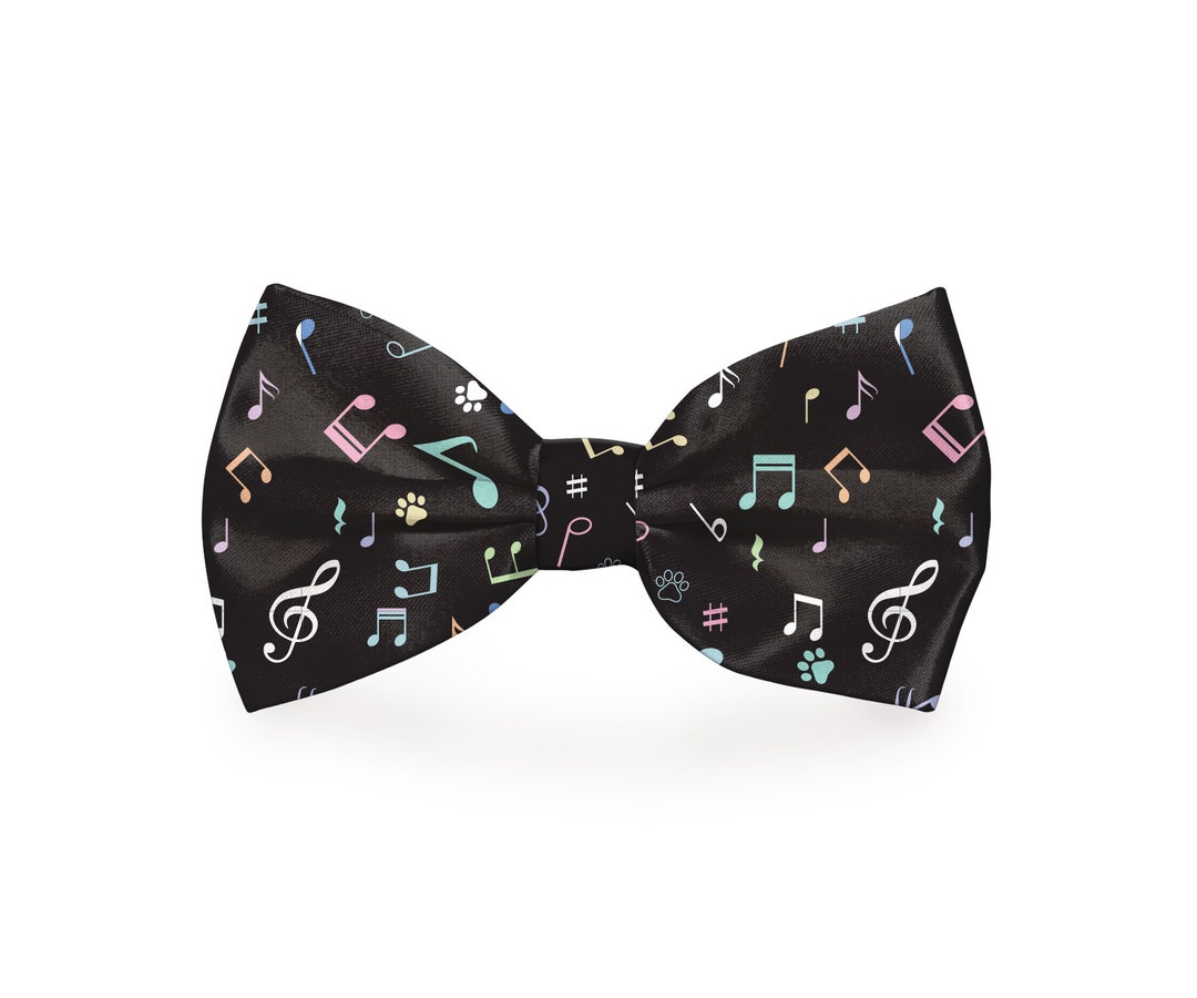 Music Notes Black Dog Bow Tie - Etsy
