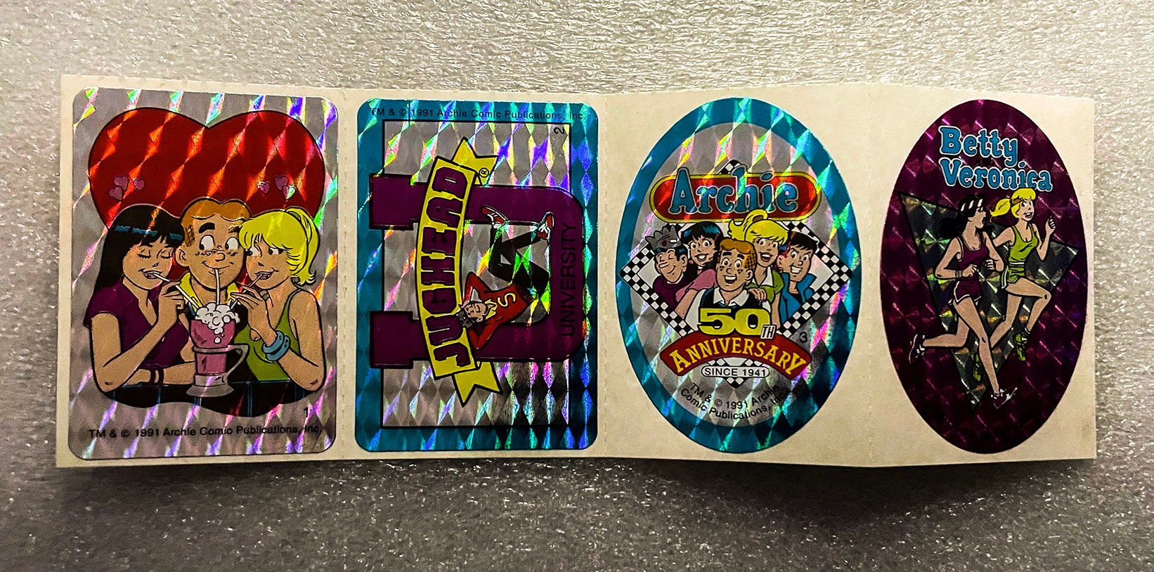 Archie Comics 1991 50th Anniversary 4 Card Hologram Sticker Set ...