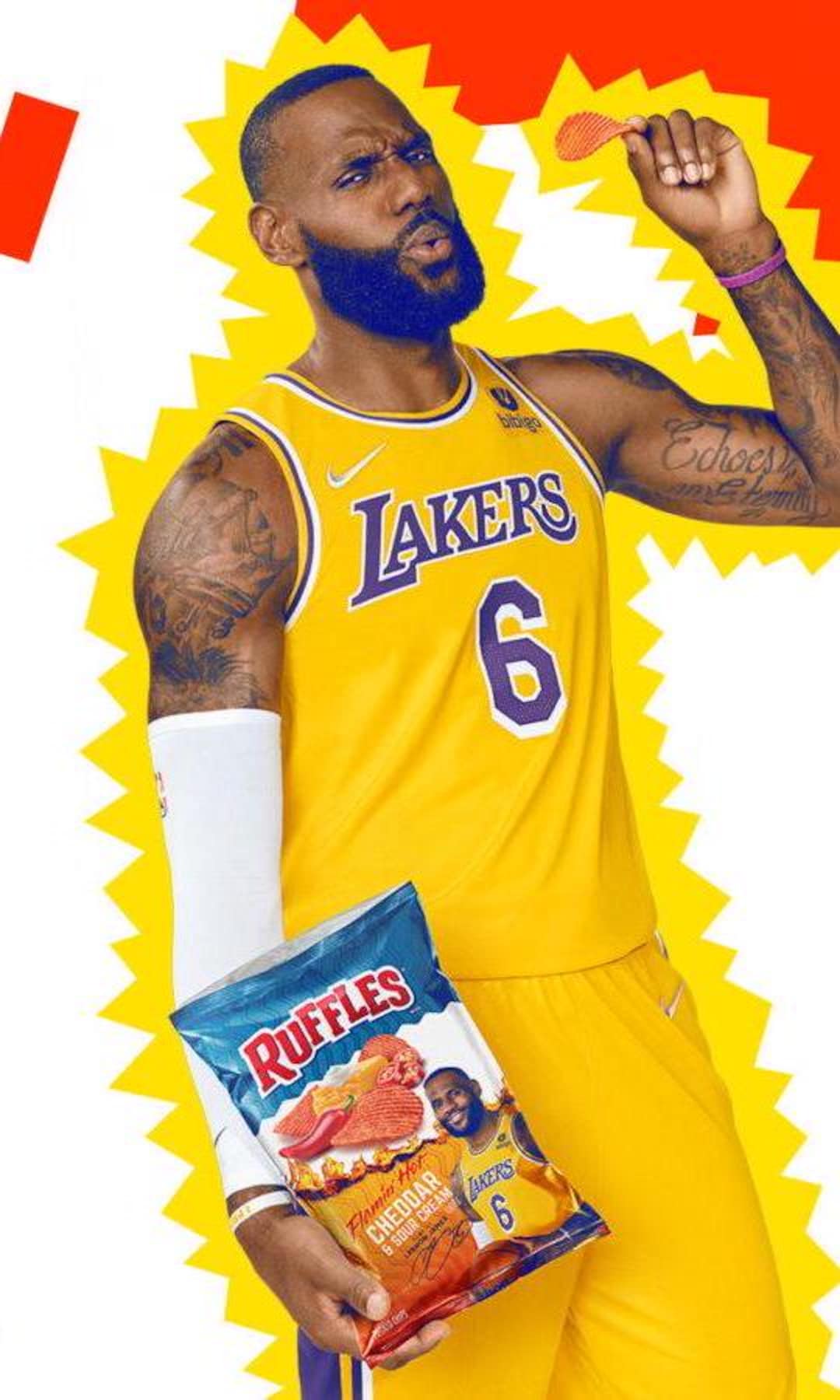 Lebron James Ruffles Potato Chips Flamin' Hot Cheddar and Sour Cream ...