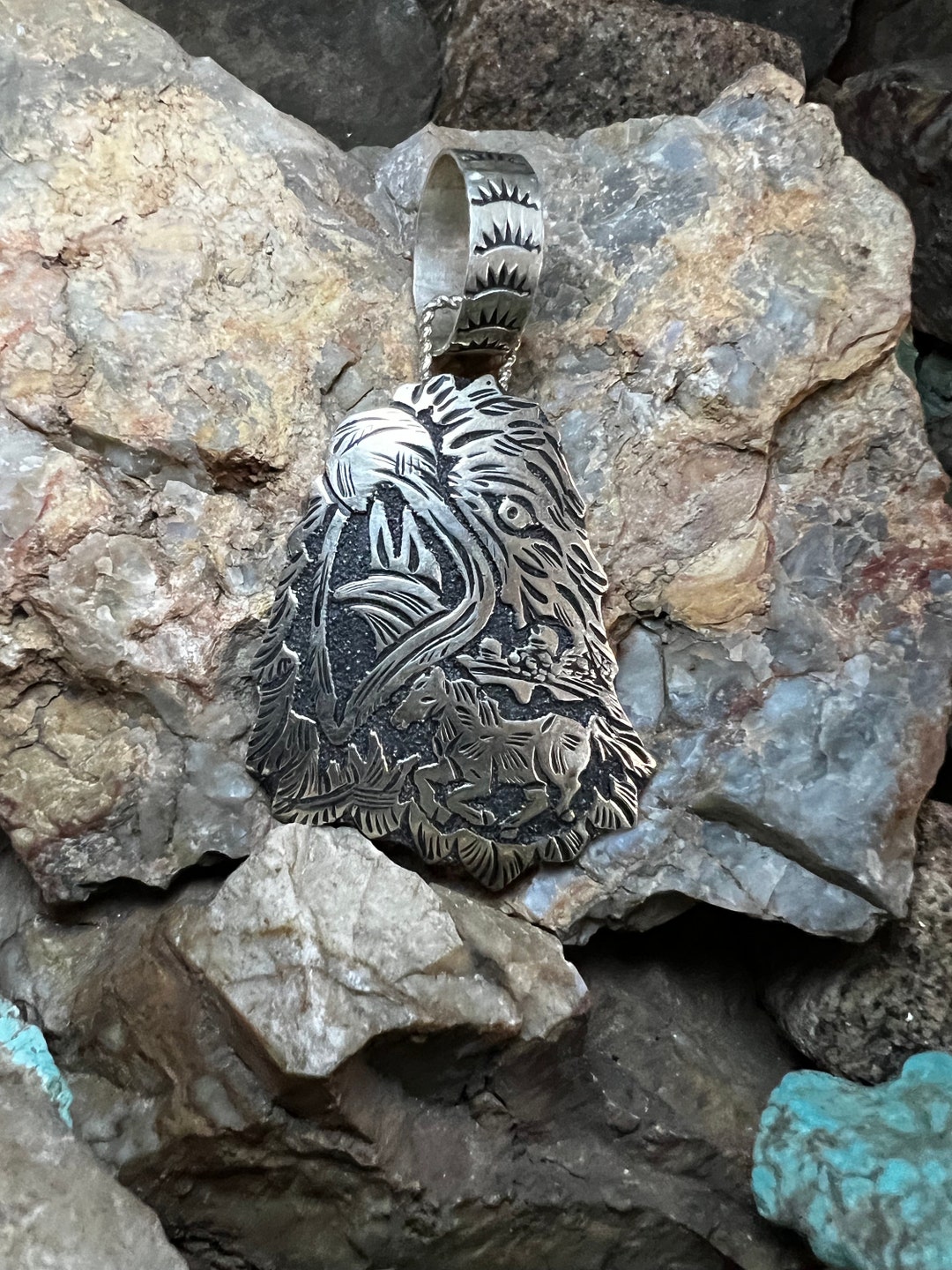Sterling Silver Eagle Head Storyteller Pendant - Etsy