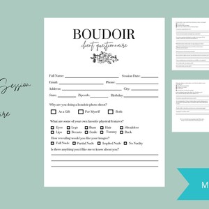 Boudoir Client Questionnaire, Pre-session Questionnaire, CANVA Template ...