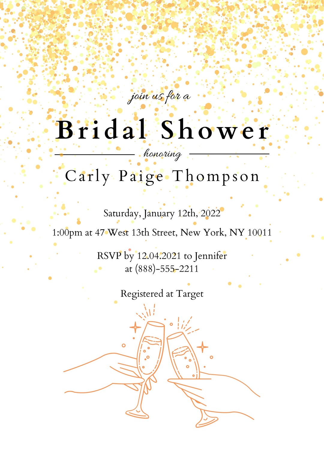Champagne Pop Invitation, Bridal Shower Invitation, Celebrate, CANVA ...