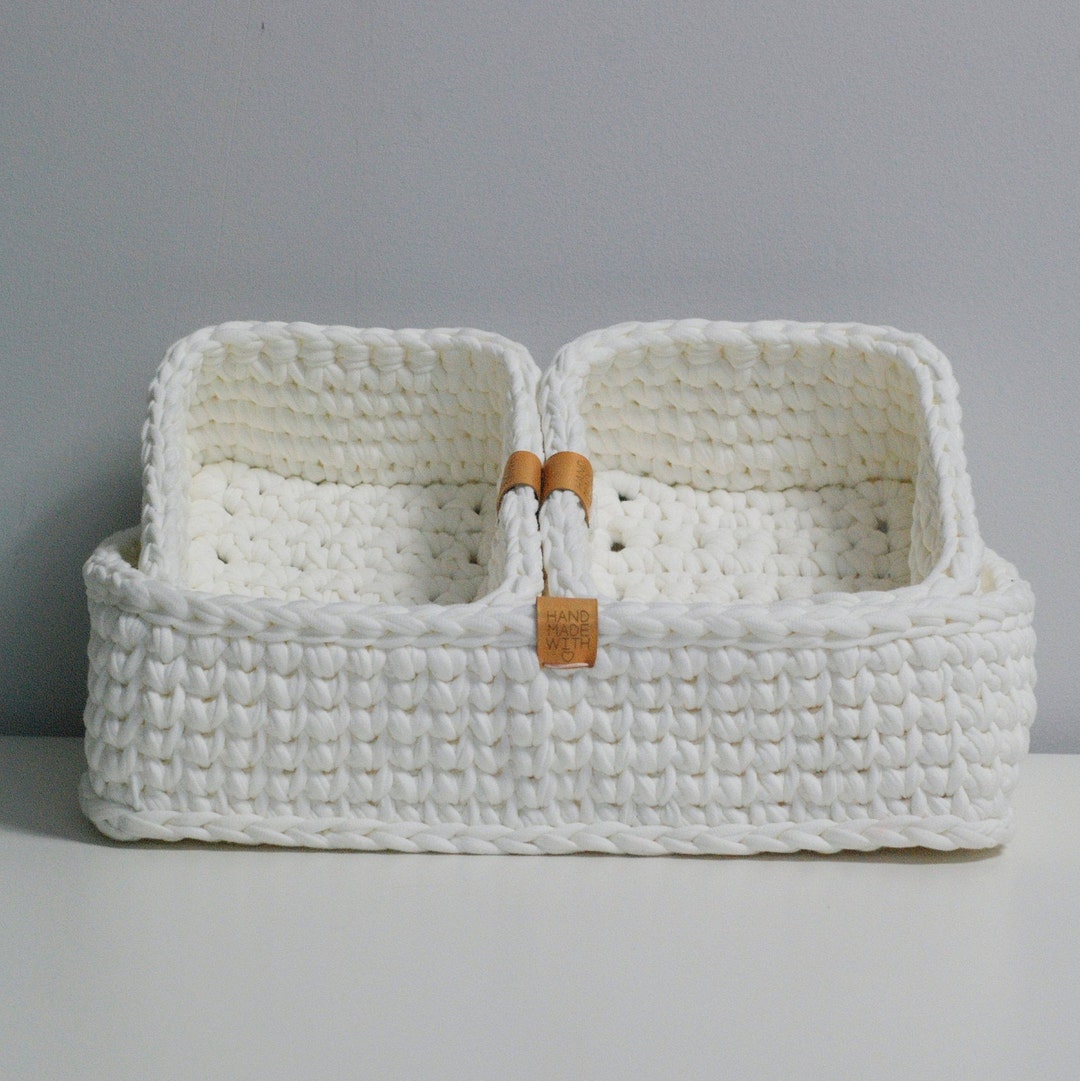 Rectangle Crochet Storage Baskets Handmade Basket Set of - Etsy