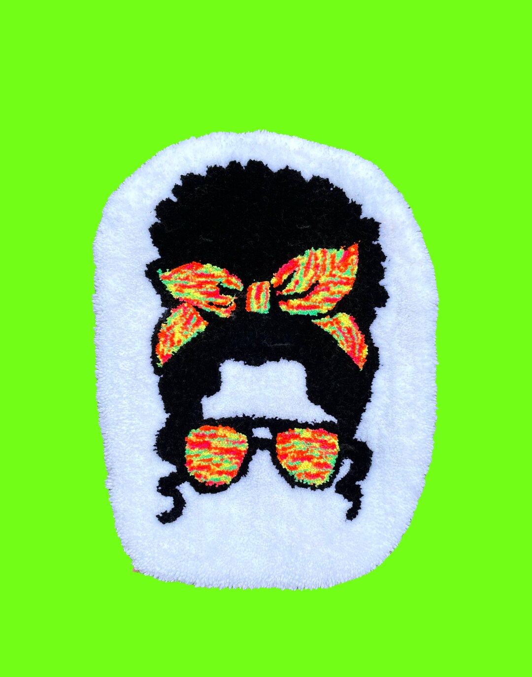 Handmade Tufted Rug Featuring a Woman With a Multicoloured Bow and ...