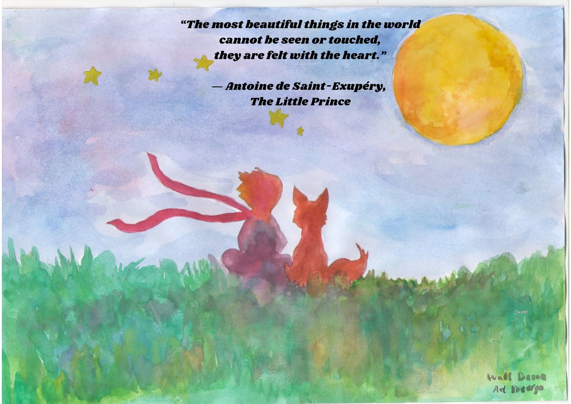 Le Petit Prince Poster, the Little Prince Watercolor Handmade Image ...