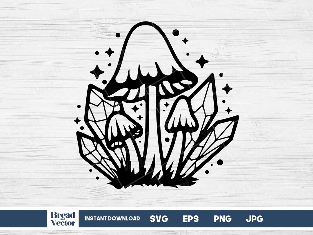 Mushroom and Crystal Gems Svg, Shrooms Clipart, Fungi Png, Design Cut ...