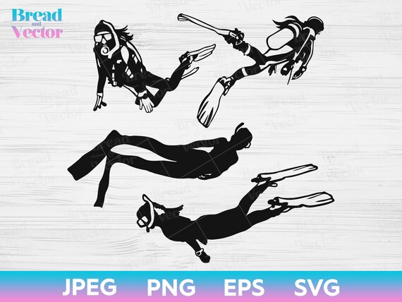 Female Scuba Diver Free Diver Design Bundle Svg Woman Scuba - Etsy
